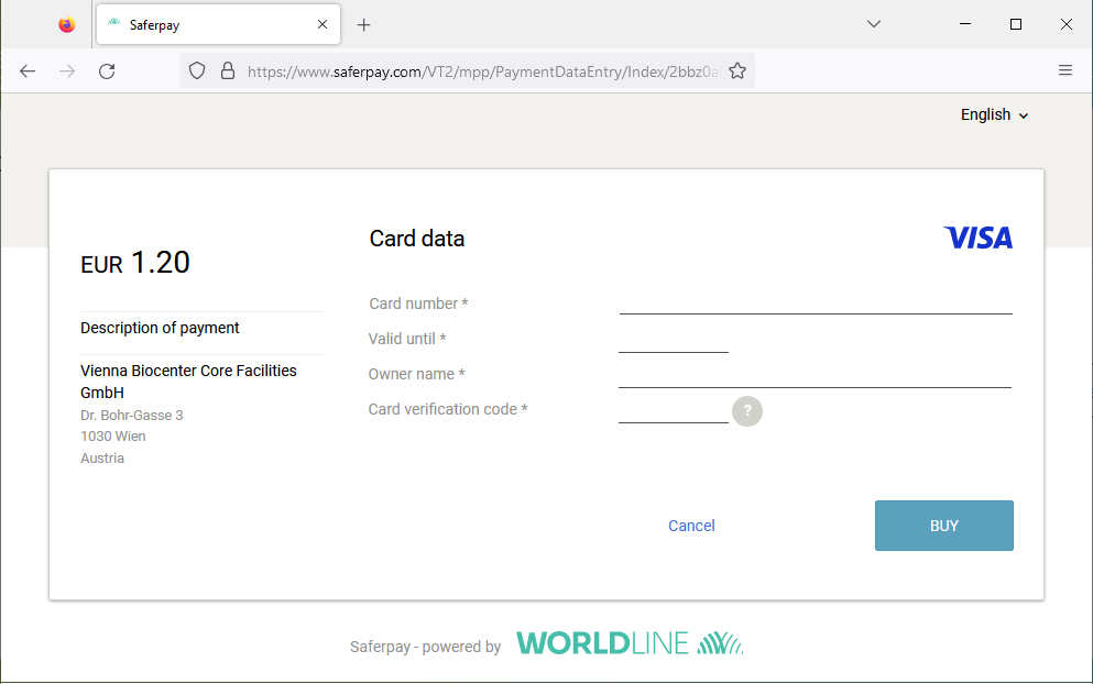 Paying for an order - Ordering